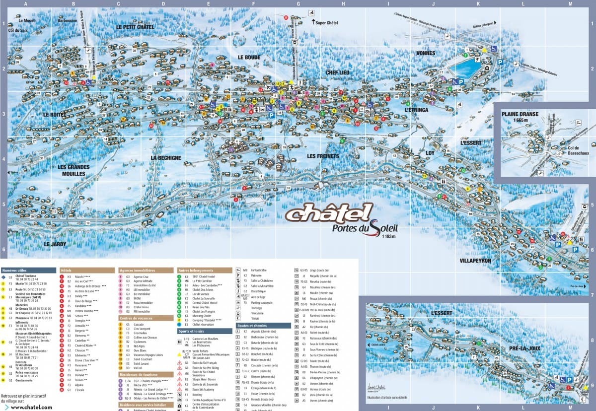 Plan du village Châtel, Haute-Savoie, Vacances à la montagne