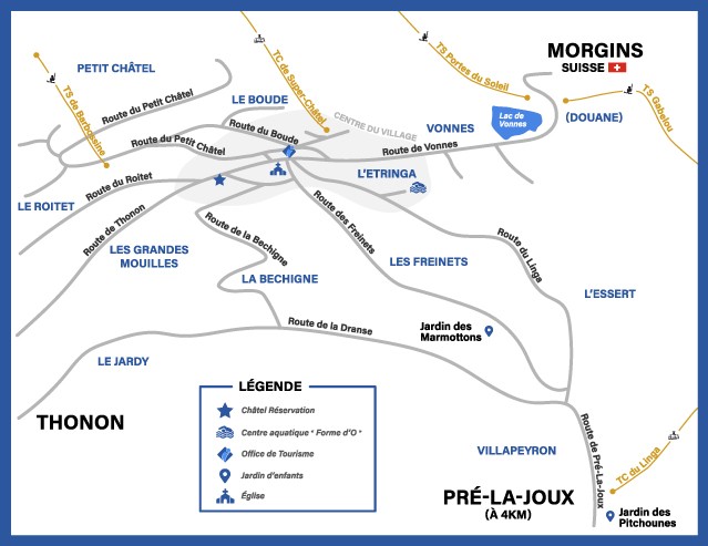 Chatel Village Map, Holiday in the Mountains, French Alps